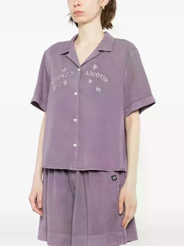 AGNES B. Dyed Collar Shirt - Purple