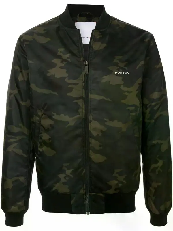 PORTS V Camouflage Bomber Jacket - Green