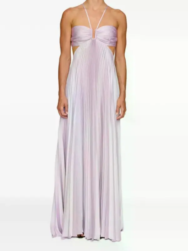 A.L.C. Pleated Cutout Halterneck Dress - Purple