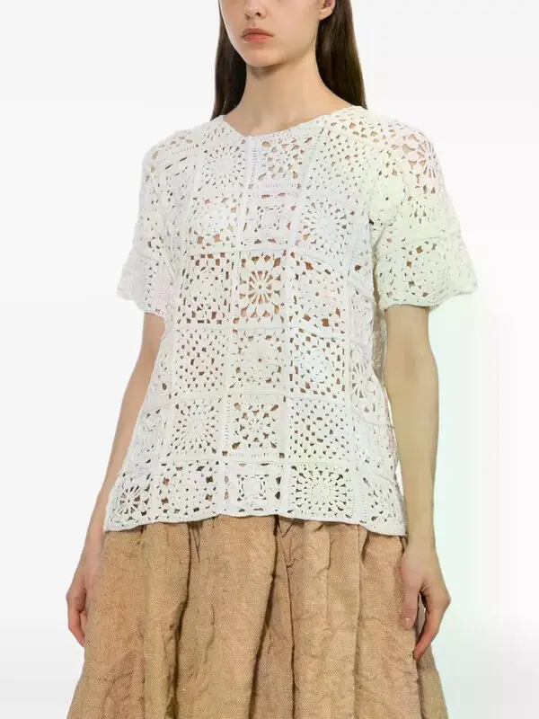 Comme Des Garçons Crochet Knit V-neck Top
