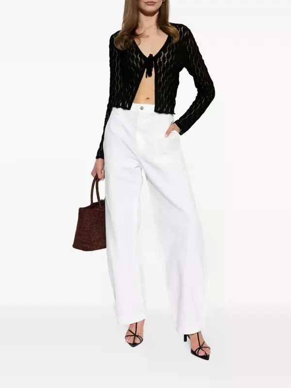 FRAME Pointelle-knit Tie-fastening Cardigan