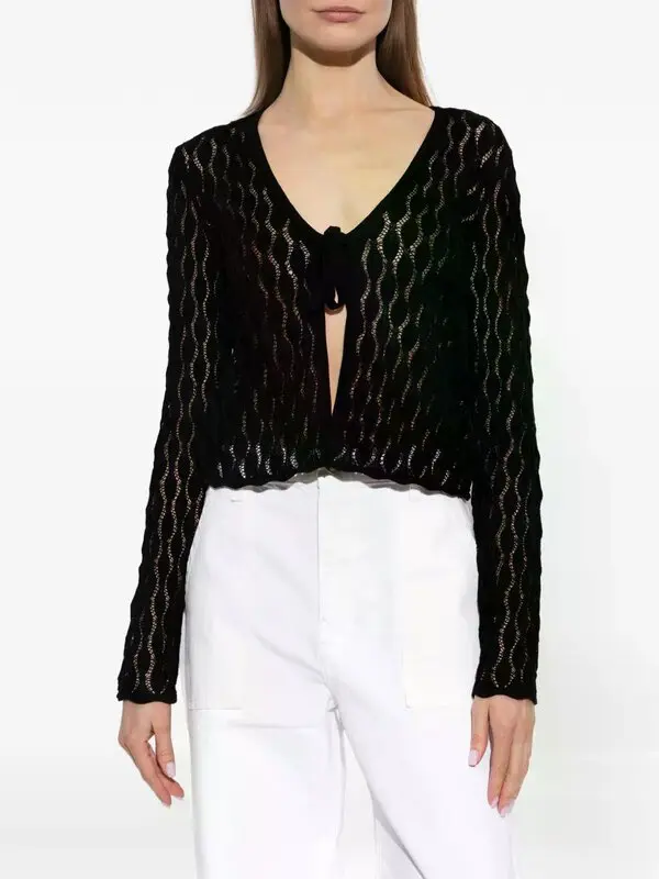 FRAME Pointelle-knit Tie-fastening Cardigan