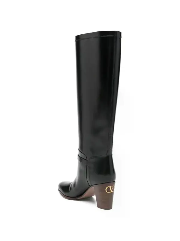 Valentino Garavani Vlogo Signature Leather Boots - Black