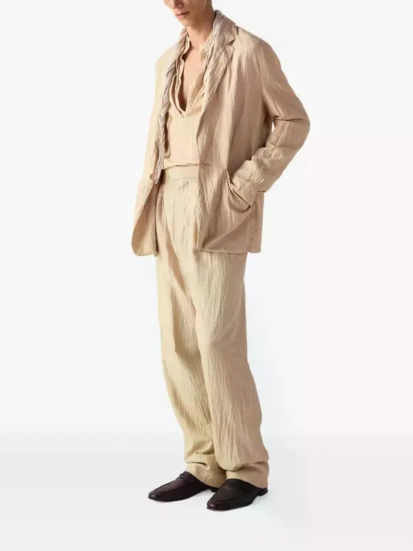 Zegna V-neck Striped Silk Shirt - Neutrals