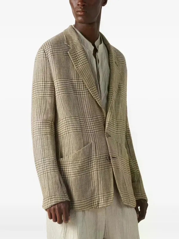 Zegna Crossover-check Single-breasted Linen Blazer