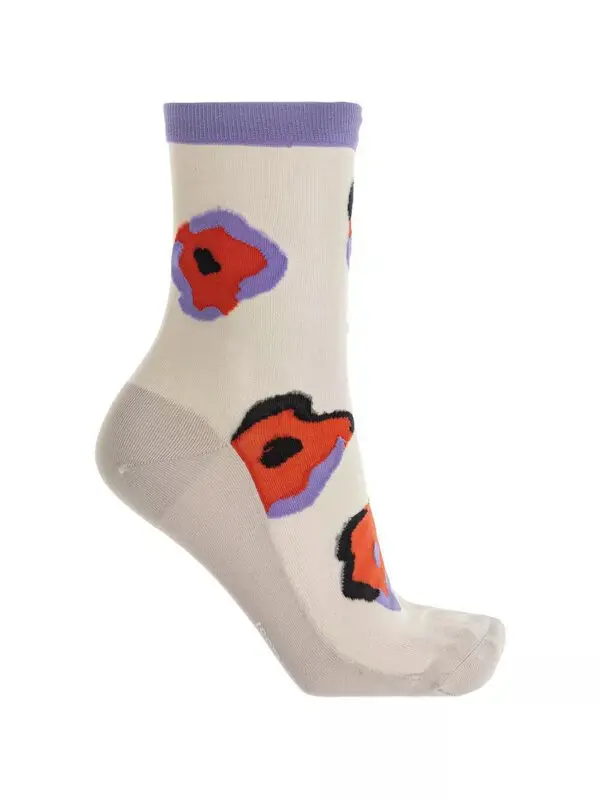 Issey Miyake Verve Floral-print Socks - Neutrals