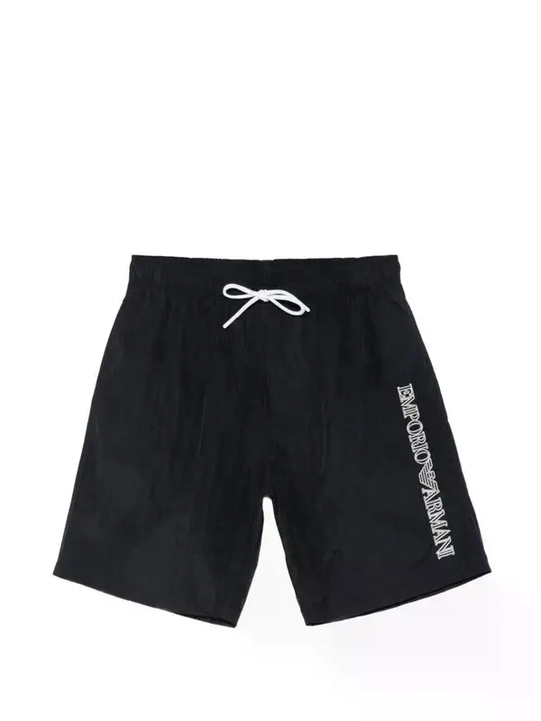 Emporio Armani Logo Print Drawstring Swim Shorts - Blue
