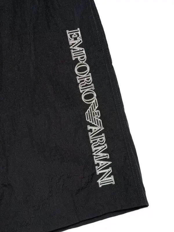 Emporio Armani Logo Print Drawstring Swim Shorts - Blue