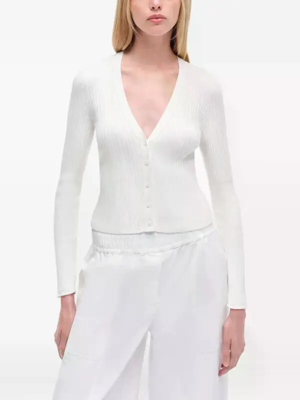 Simkhai Ailany" Ribbed Button-front Cardigan