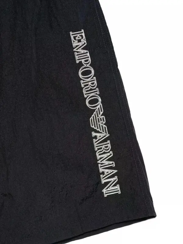 Emporio Armani Striped Swim Shorts With Logo Embroidery