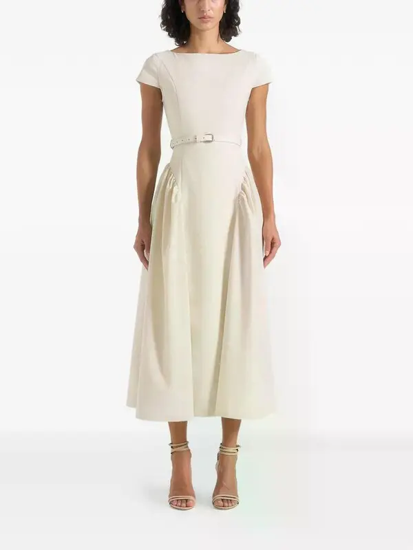 Manière De Voir Maniere De Voir Gaia Belted Pleated Dress Off White
