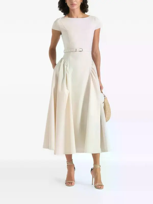 Manière De Voir Maniere De Voir Gaia Belted Pleated Dress Off White