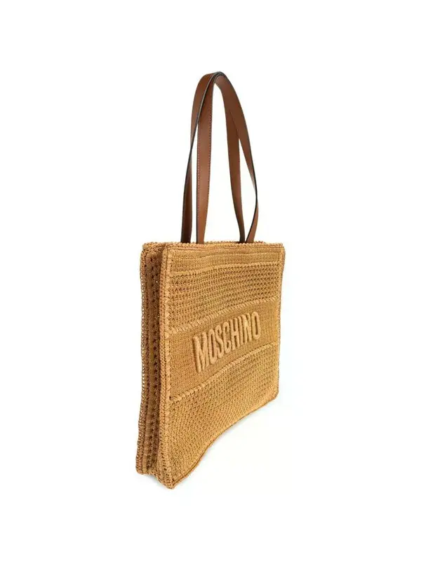 Moschino Embroidered Raffia Tote Bag