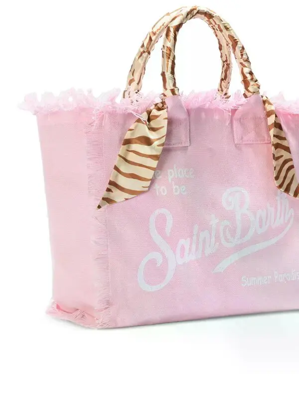 MC2 SAINT BARTH Canvas Fringed Logo Tote Bag