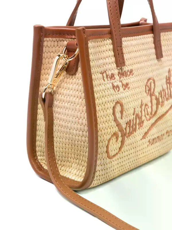 MC2 SAINT BARTH Mini Vivian Logo-embroidered Straw Tote Bag - Brown