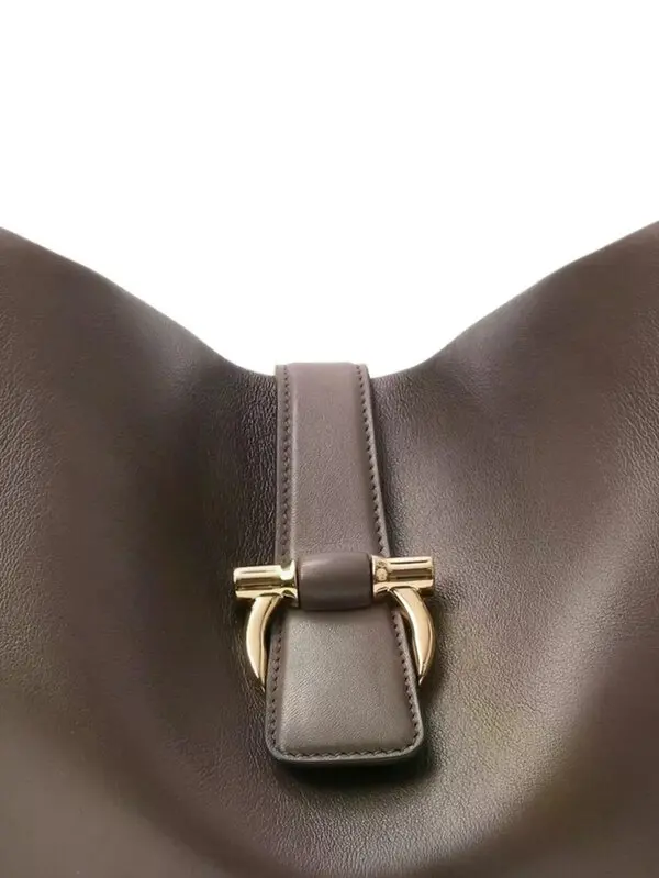FERRAGAMO Large Mia Gancini Plaque Leather Tote Bag