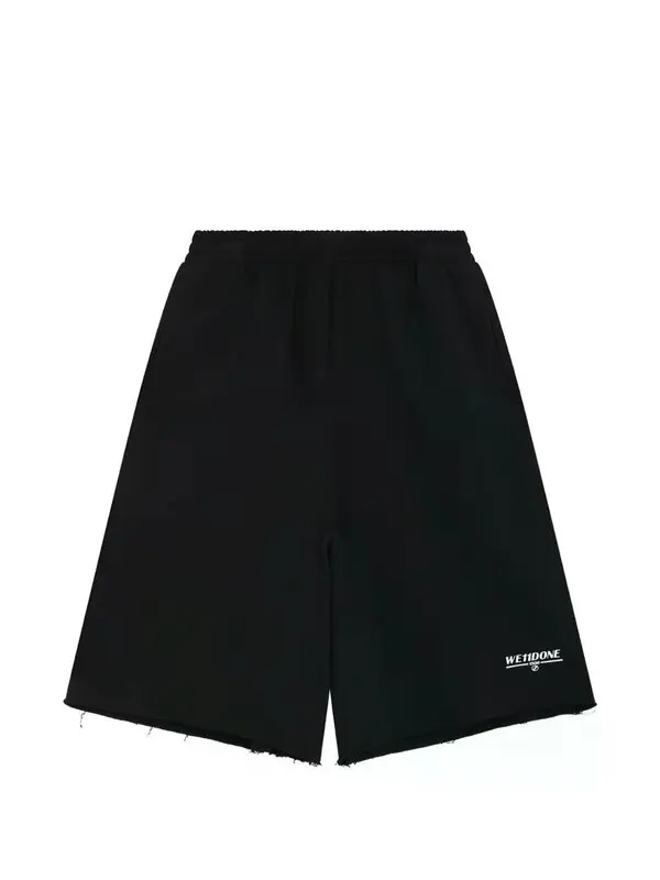 We11Done Logo-print Raw-edge Shorts