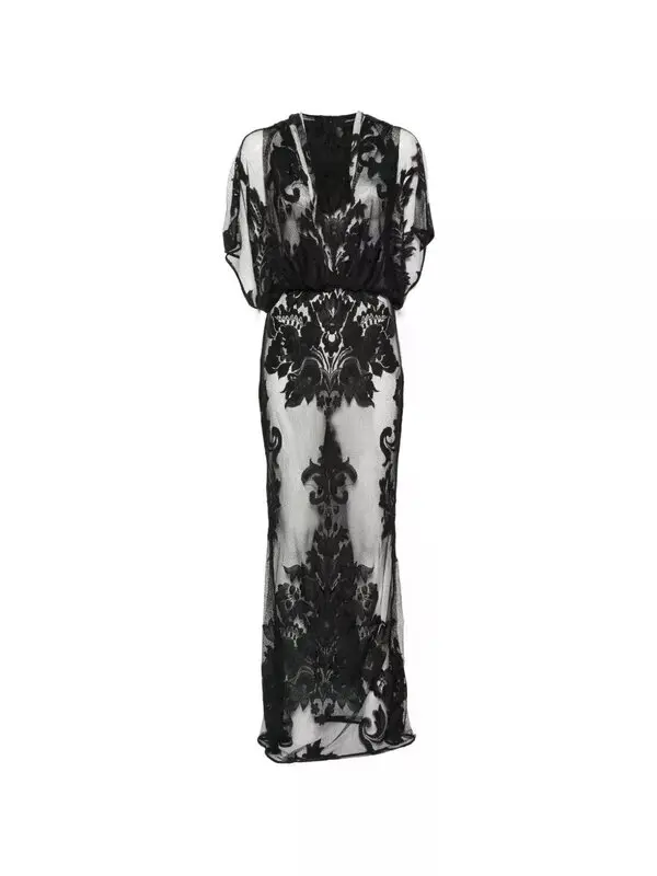 Norma Kamali Embroidered Hooded Maxi Dress - Black