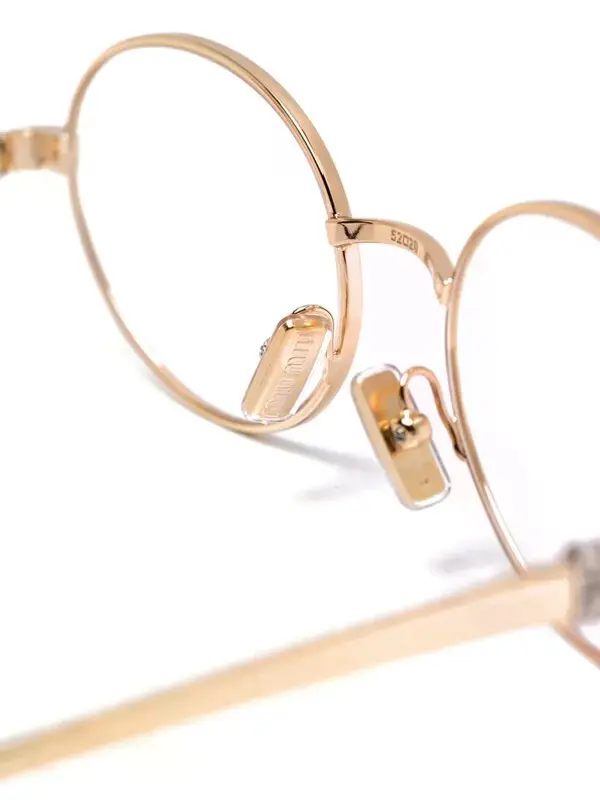 Miu Miu Oval Frame Glasses - Gold