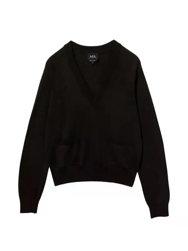 A.p.c. Cotton V-neck Sweater - Brown