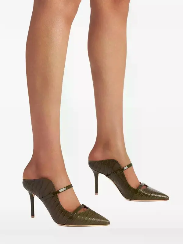 MALONE SOULIERS Maureen Croc-embossed Leather Mules