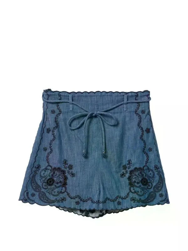 Zimmermann Embroidered Scalloped-edge Shorts
