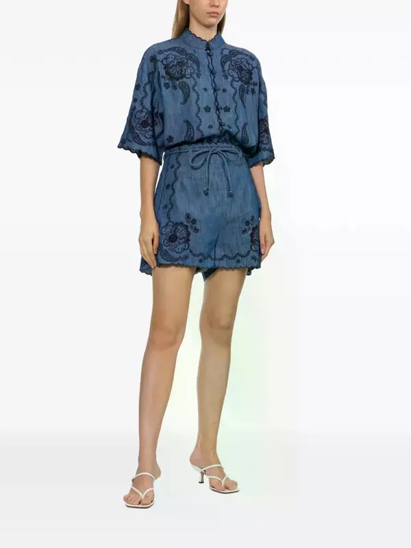 Zimmermann Embroidered Scalloped-edge Shorts