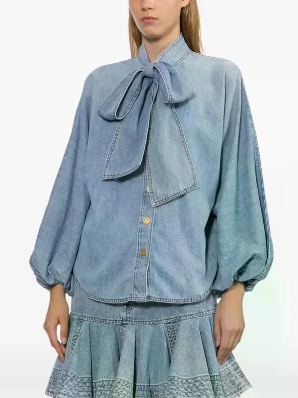 Zimmermann Bow-detail Balloon-sleeve Shirt