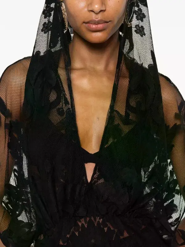 Norma Kamali Embroidered Hooded Maxi Dress