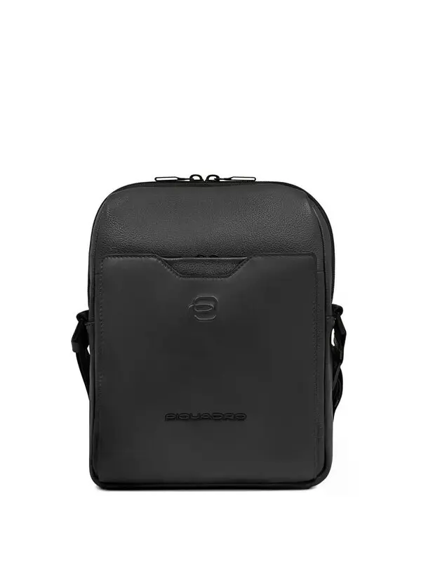 PIQUADRO Grained Leather Cross Body Bag - Black