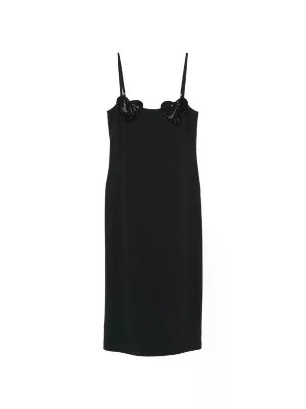 Blumarine Embellished Heart Motif Midi Dress - Black