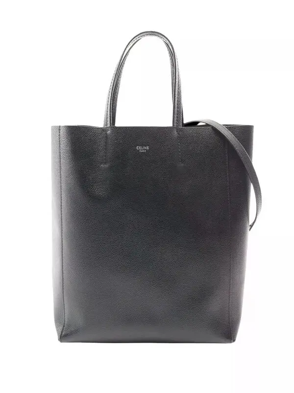 Celine Small Grained Calfskin Vertical Cabas Satchel - Black