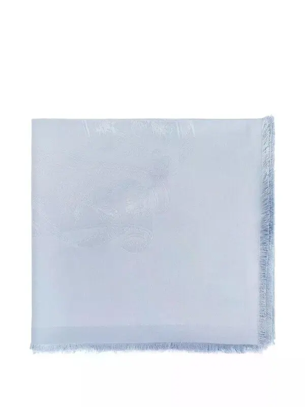 FERRAGAMO Floral-jacquard Frayed-edge Scarf - Blue