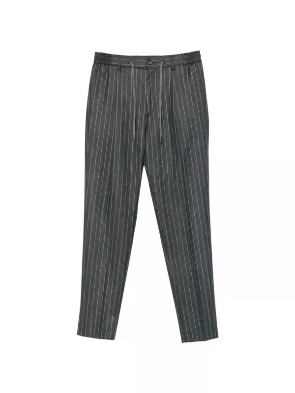 Tagliatore Charcoal Gray Pinstripe Drawstring Trousers
