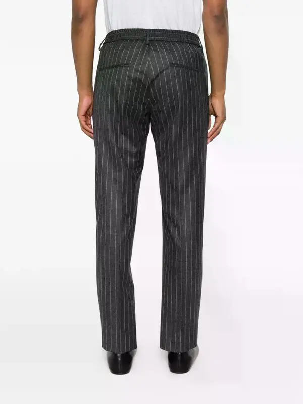 Tagliatore Charcoal Gray Pinstripe Drawstring Trousers