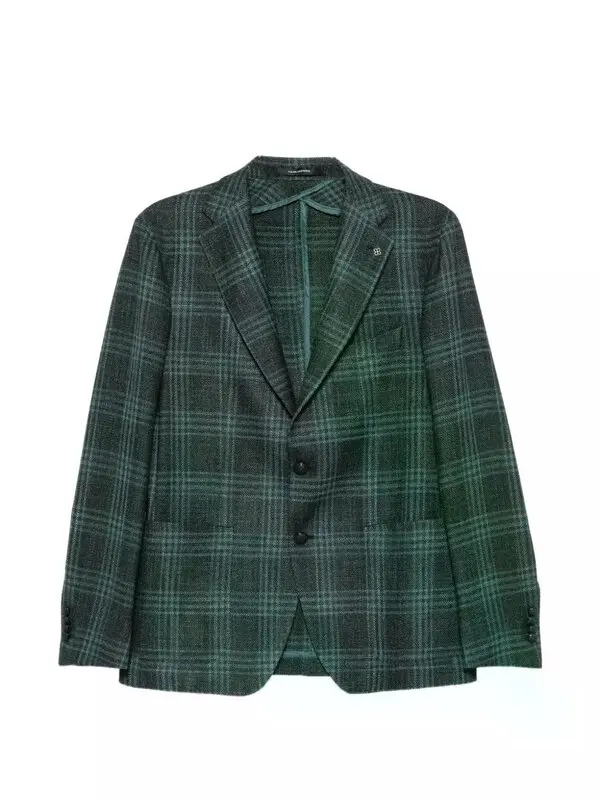 Tagliatore Check-pattern Notched-lapels Blazer - Green