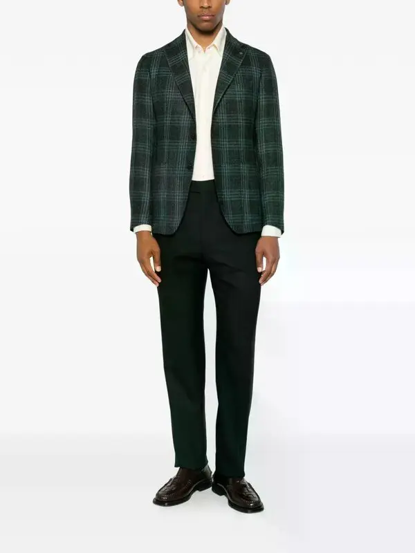 Tagliatore Check-pattern Notched-lapels Blazer - Green
