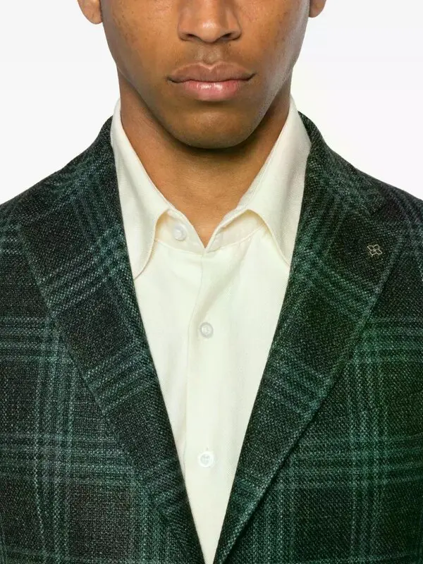 Tagliatore Check-pattern Notched-lapels Blazer - Green