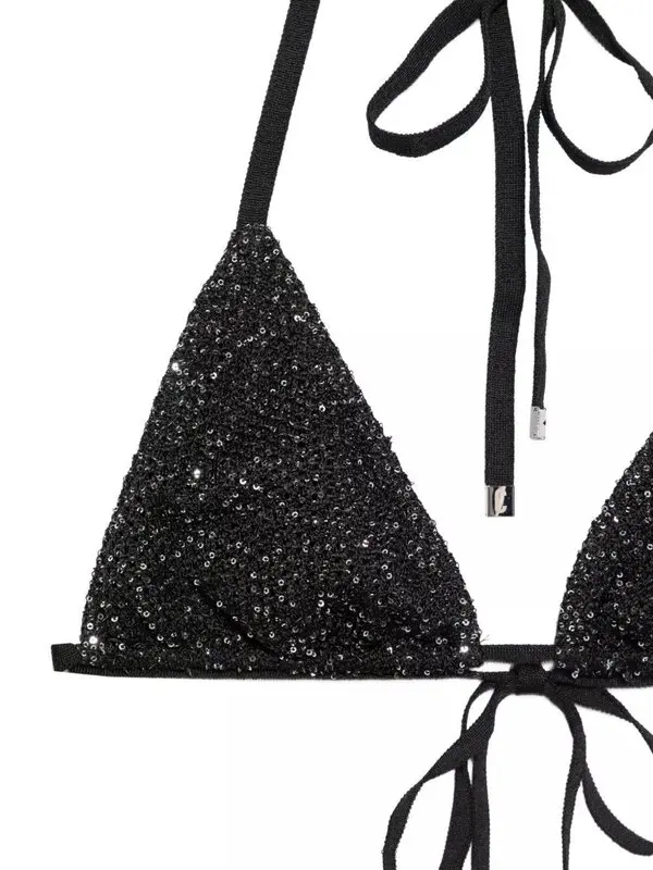 CIRCUS HOTEL Sequin Embellished Bikini Top