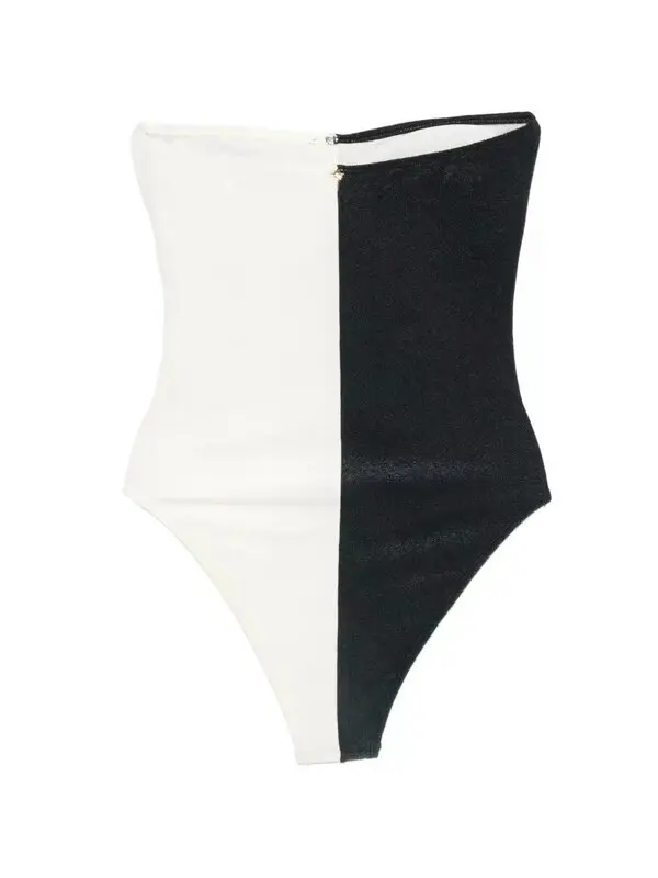 AGUA DE COCO Ruched Two-tone Swimsuit