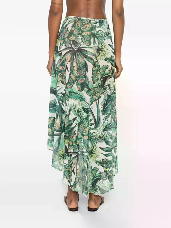 AGUA DE COCO Asymmetric Tropical Print Skirt