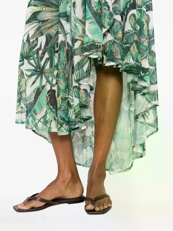 AGUA DE COCO Asymmetric Tropical Print Skirt