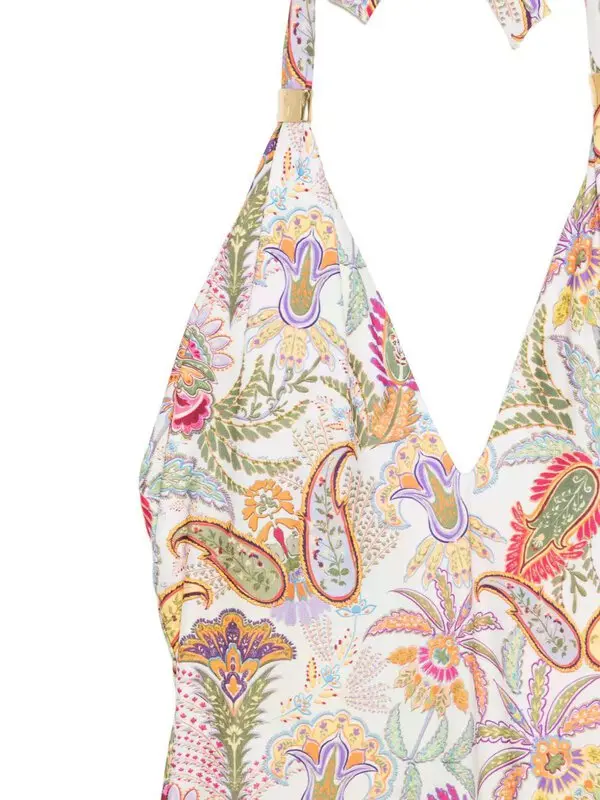 AGUA DE COCO Paisley Print Halterneck Swimsuit