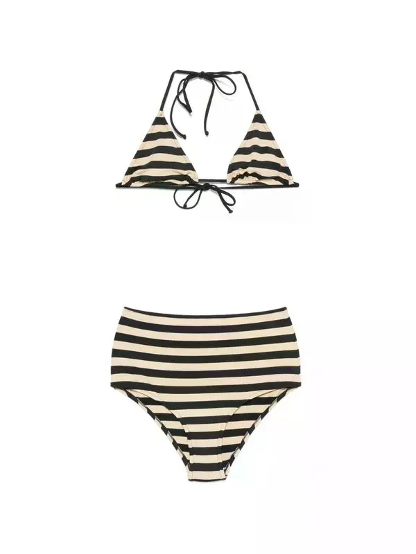 LAURA URBINATI Striped High-waisted Bikini - Neutrals