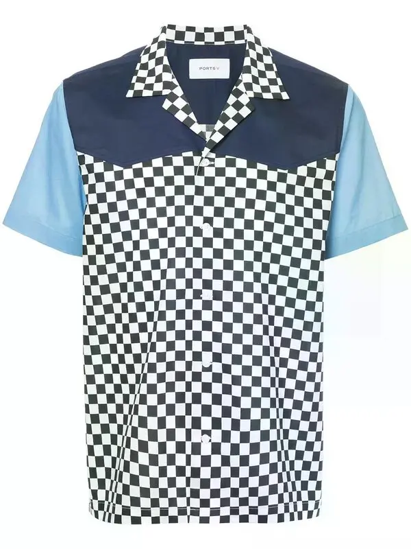 PORTS V Color Block Checkered Shirt