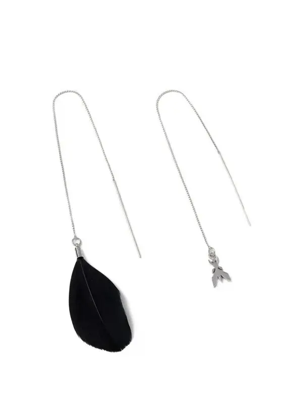 Patrizia Pepe Fly Motif Feather Pendant Earrings - Silver