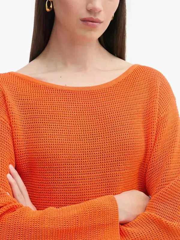 Patrizia Pepe Beaded Fringe-trim Mesh Top - Orange