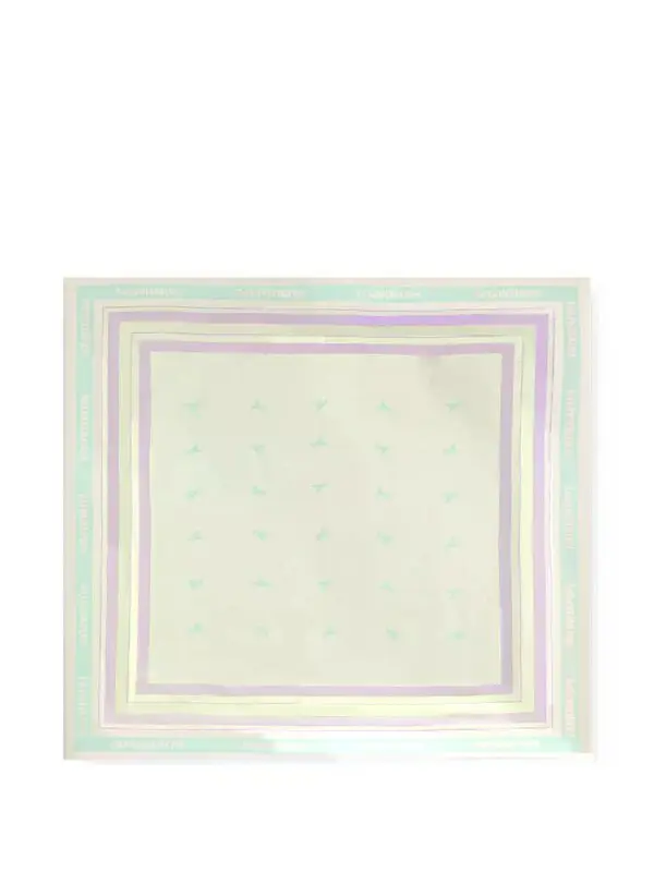 Patrizia Pepe Logo-print Fly-motif Striped Scarf - Neutrals