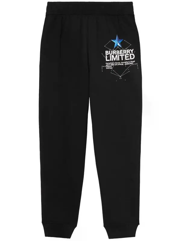 Burberry Logo Print Cotton Track Pants