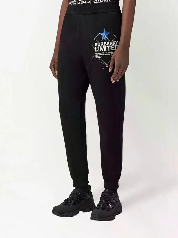 Burberry Logo Print Cotton Track Pants